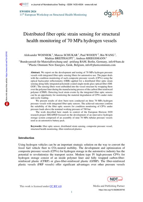 Pdf Distributed Fiber Optic Strain Sensing For Structural Health Monitoring Of 70 Mpa Hydrogen