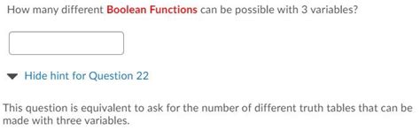 Solved How Many Different Boolean Functions Can Be Possible