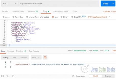 Spring Boot Bean Validation Example Java Code Geeks