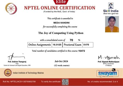 Python Joyofcomputingusingpython Nptel Certification Lifelonglearning Nandini Meda
