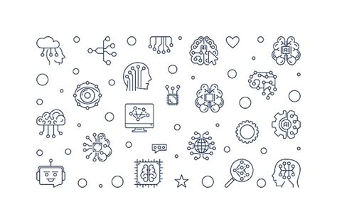 Premium Vector Artificial Intelligence Cyber Mind Outline Horizontal