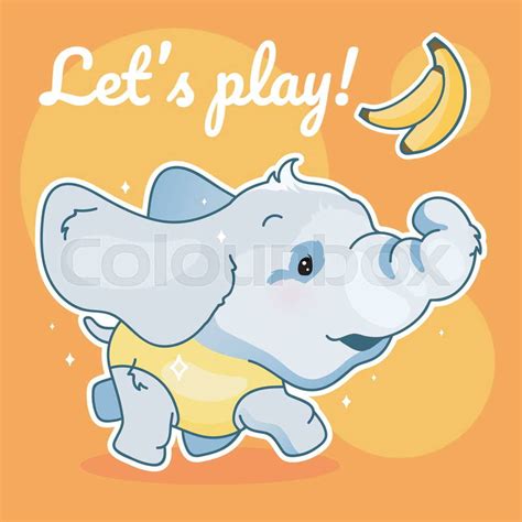 Cute Elephant Kawaii Character Social Media Post Mockup Let Colourbox
