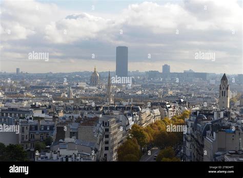 Panorama View From Arc De Triomphe Behind Tour Montparnasse Tower
