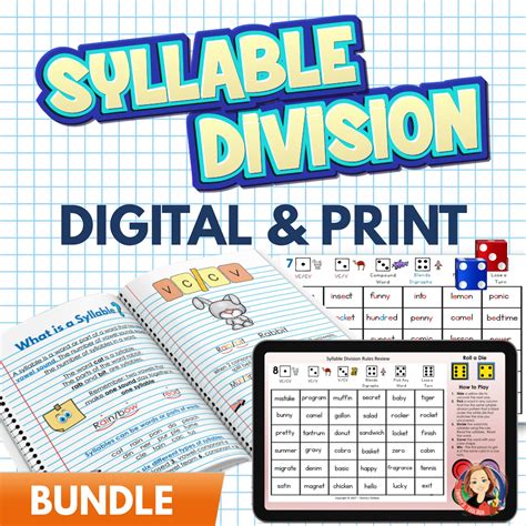 Syllable Division Rules Bundle Print And Digital Resources Made By