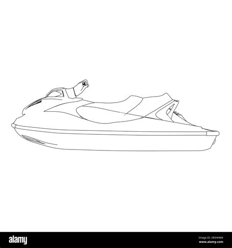 Outline Of A Water Scooter From Black Lines Isolated On A White Background Side View Vector