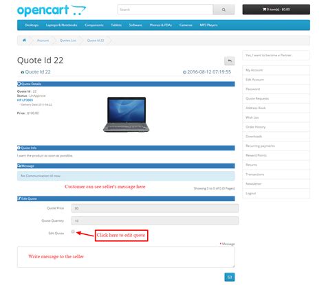 Opencart Marketplace Product Quote System Webkul