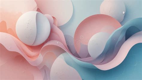 Abstract Pastel Waves And Spheres A Dreamlike Digital Art Composition Stock Illustration
