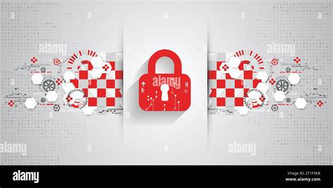 Red Protection Background Technology Security Encode And Decrypt Techno Scheme Vector