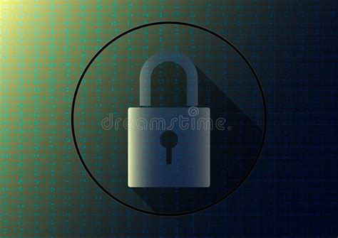 Locked Key On Blue Binary Code Background Computer Data Encryption