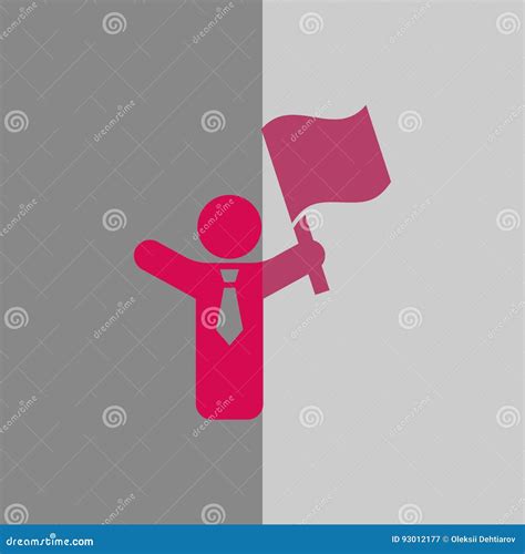 Man With Flag In Hand Icon Stock Vector Illustration Flat Design Stock Vector Illustration Of