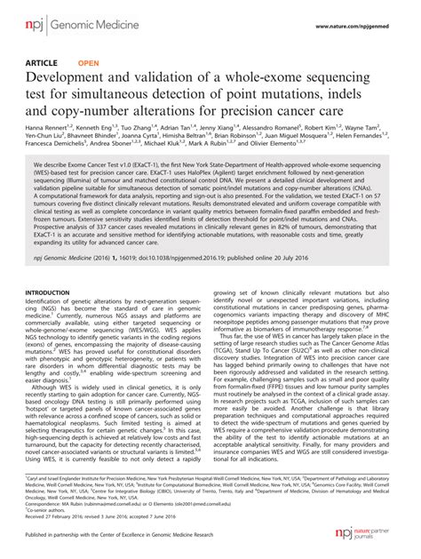 Pdf Development And Validation Of A Whole Exome Sequencing Test For Simultaneous Detection Of