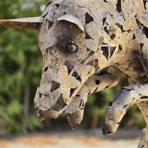 Metal Jumping Fox Garden Sculpture Rustic Iron Animal Art Outdoor