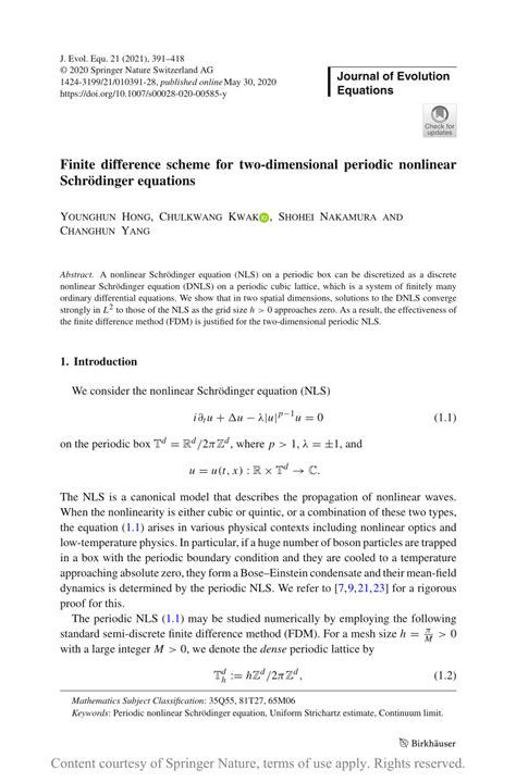 Finite Difference Scheme For Two Dimensional Periodic Nonlinear