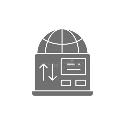 Earth Globe With Laptop Global World Internet Grey Fill Icon Global Technology Internet