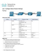 SA Lab Configure Basic Router Settings Docx Lab Configure Basic Router Settings Lab