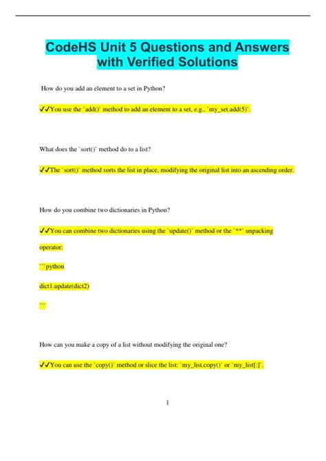 Codehs Unit 5 Questions And Answers With Verified Solutions Codehs
