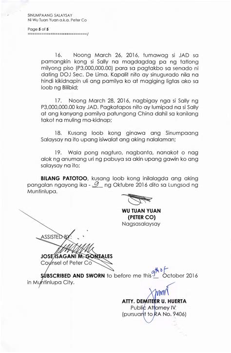Interaksyon On Twitter Look Sworn Affidavit Of Vicente Sy Pages 1 3
