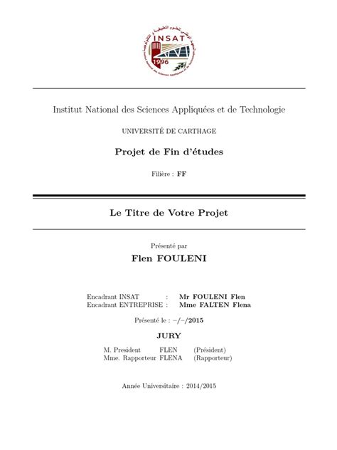 Modele Latex Rapport Pfe Insat Copy Pdf Langue Française Cas Dutilisation