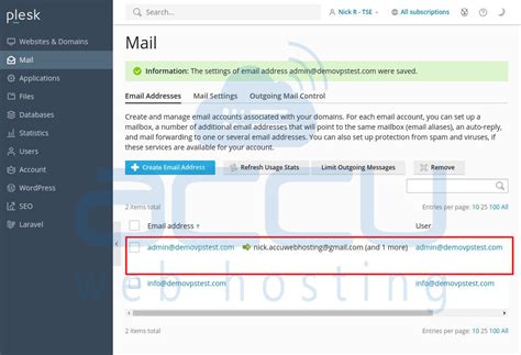 How To Configure E Mail Forwarder In Plesk Plesk Tutorials Accuweb