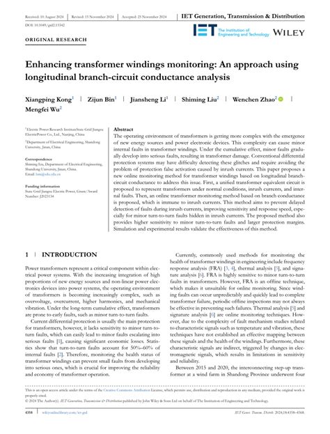 Pdf Enhancing Transformer Windings Monitoring An Approach Using Longitudinal Branch‐circuit