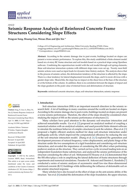 Pdf Seismic Response Analysis Of Reinforced Concrete Frame Structures Considering Slope Effects