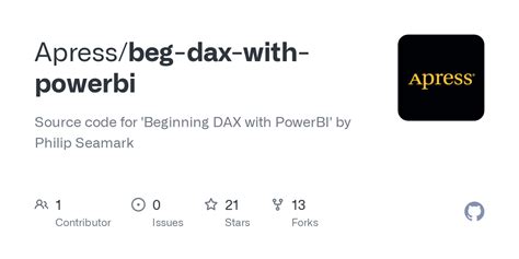 GitHub Apress Beg Dax With Powerbi Source Code For Beginning DAX