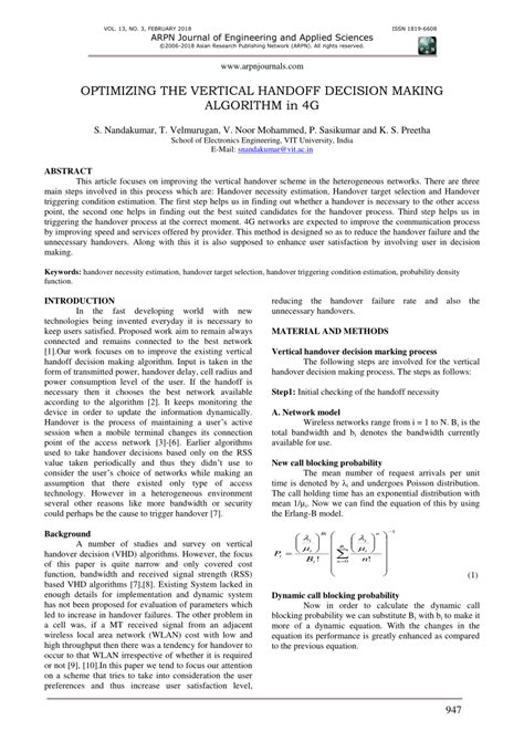 Pdf Optimizing The Vertical Handoff Decision Making Algorithm