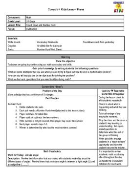 Rd Grade Math Lesson Plan By CynDee Zandes TPT