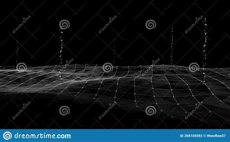 Abstract Technology Wave Of Particles Big Data Visualization Background With Fly Out Dots