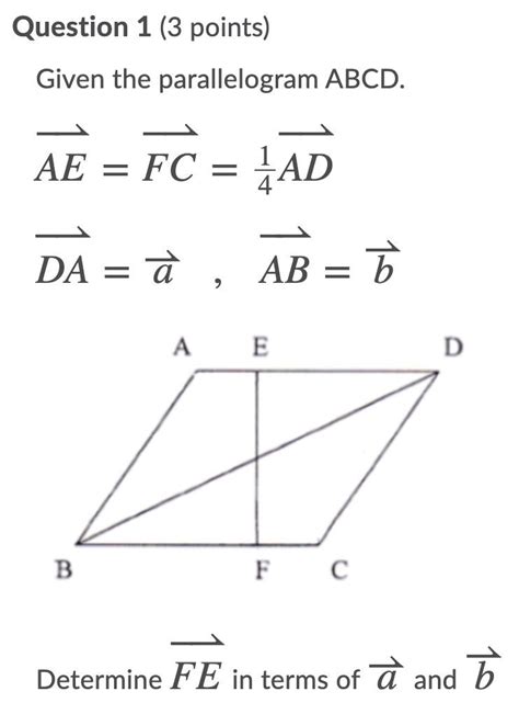 Solved Question 1 3 Points Given The Parallelogram Abcd