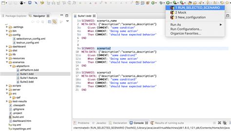 java how to run single scenario in eclipse with qaf bdd editor