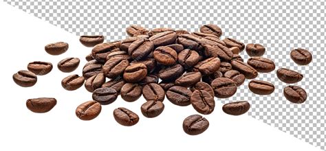 흰색 배경에 격리된 볶은 커피 콩 필드의 전체 깊이 프리미엄 Psd 파일