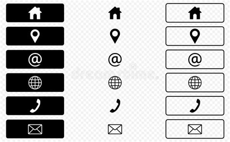 Business Contact Us Icon Set Rounded Rectangle Button Style Stock Vector Illustration Of