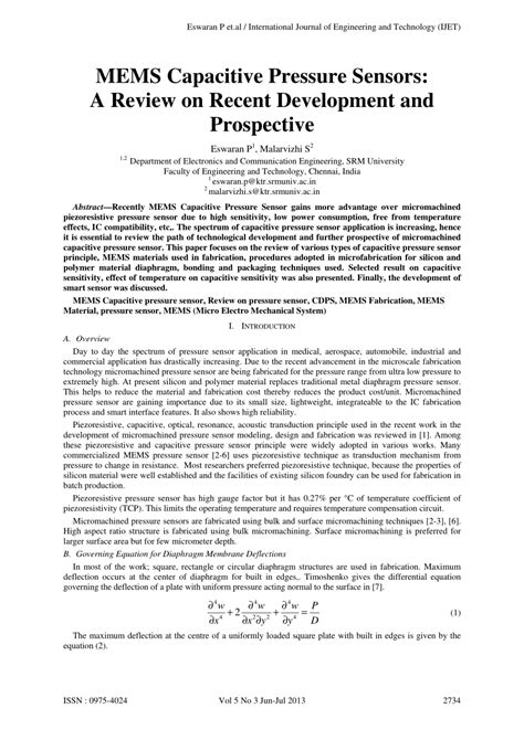 Pdf Mems Capacitive Pressure Sensors A Review On Recent Development And Prospective