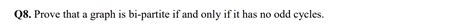 Solved Q8 Prove That A Graph Is Bi Partite If And Only If