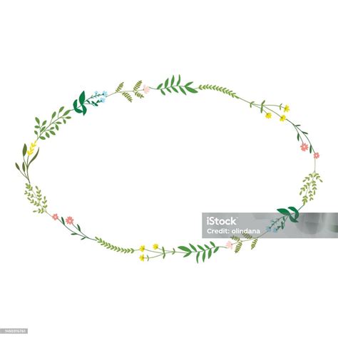 파스텔 색상의 다양한 야생화에서 타원형 꽃 프레임 부활절 휴일을 위한 복사 공간이 있는 카드 템플릿 야생화에 대한 스톡 벡터 아트 및 기타 이미지 Istock