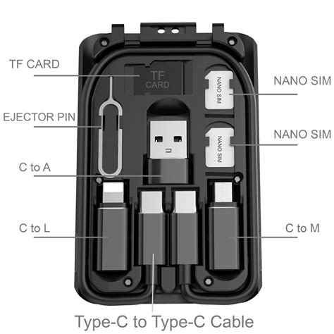 Multi Function Urban Survival Card Usb C To Usb C Charging Cable Micro Usb Converter Sim Eject