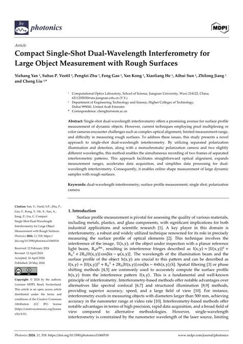Pdf Compact Single Shot Dual Wavelength Interferometry For Large Object Measurement With Rough