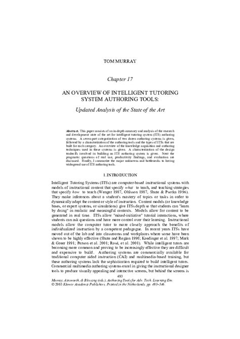 Pdf An Overview Of Intelligent Tutoring System