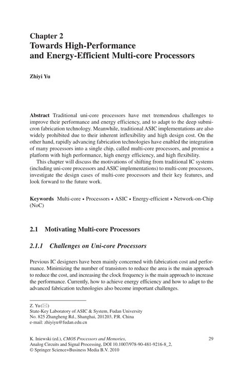 Pdf Towards High Performance And Energy Efficient Multi Core Processors