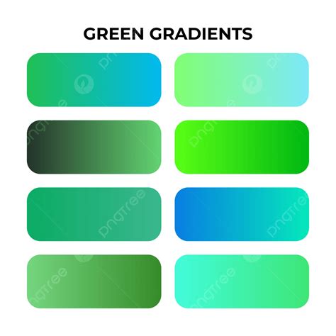 Set Of Green Gradient Color Palette Vector Green Gradient Color Scheme Vector Palette Png And
