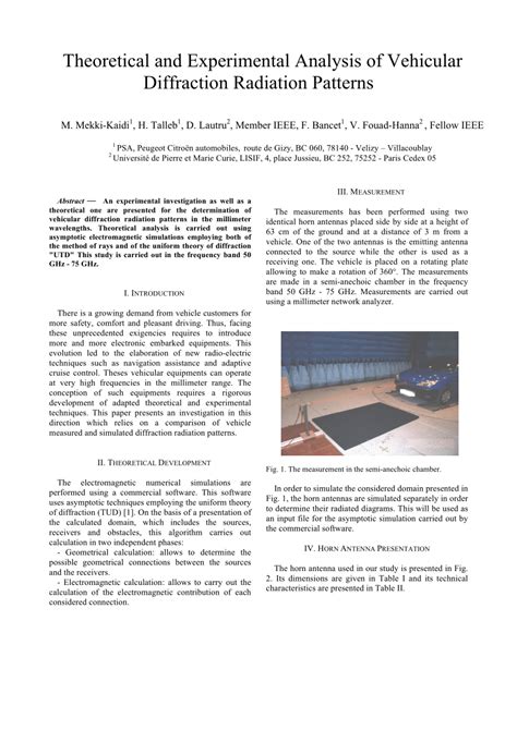 Pdf Electromagnetic Simulation And Experimental Investigations For Vehicle Radiation Patterns