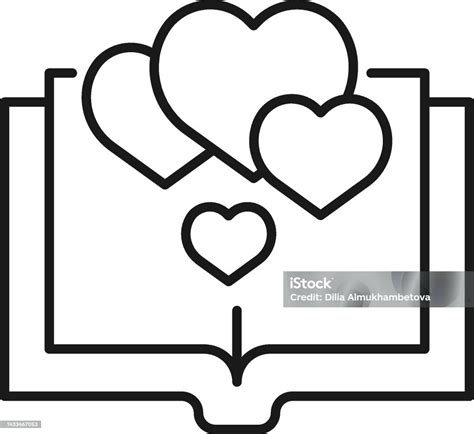 책 독서 소설 교육 웹 사이트 상점 기사 광고에 대한 간단한 고립 된 픽토그램 편집 가능한 스트로크 열린 책 위에 하트의 벡터 라인 아이콘 건강한 생활방식에 대한 스톡 벡터