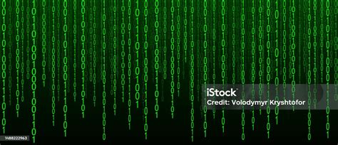 Green Matrix Of Zeros And Ones Binary Computer Code Abstract Digital