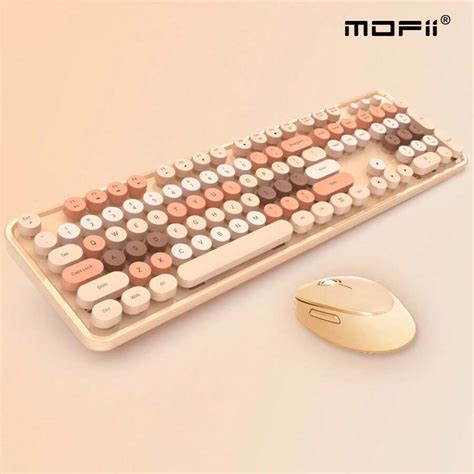 Mofii Mofii Sweet Mixed Color Keyboard Mouse Combo Set Punk Style Retro Circular Keycaps High