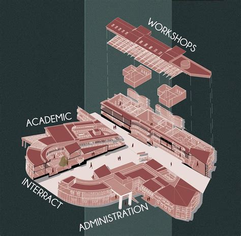 Exploded Axonometric Section Architecture Poster Architecture Illustration Architecture