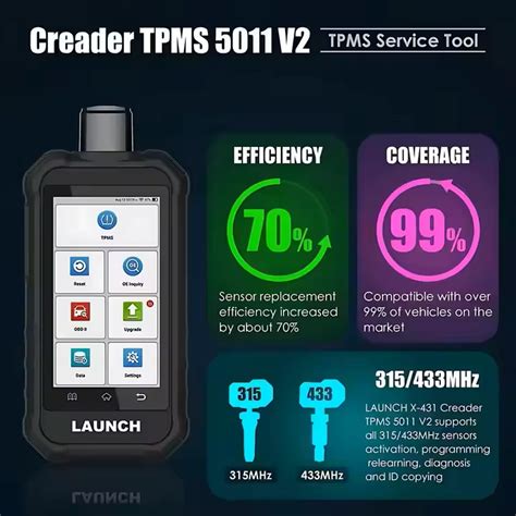 Launch Creader Tpms 5011 V2 Activation Diagnostic Tool 12 Reset Function Activate 315433mhz Rf