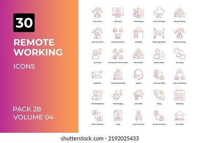 Remote Working Icons Collection Set Contains Stock Vector Royalty Free Shutterstock