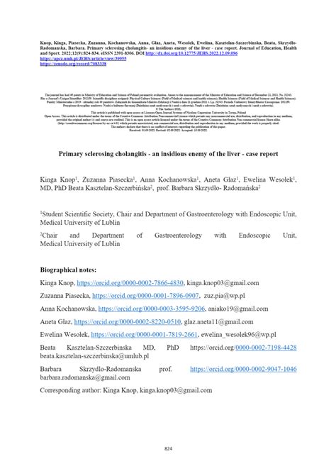Pdf Primary Sclerosing Cholangitis An Insidious Enemy Of The Liver