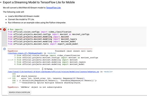 Movinet Colab Typeerror · Issue 59231 · Tensorflowtensorflow · Github